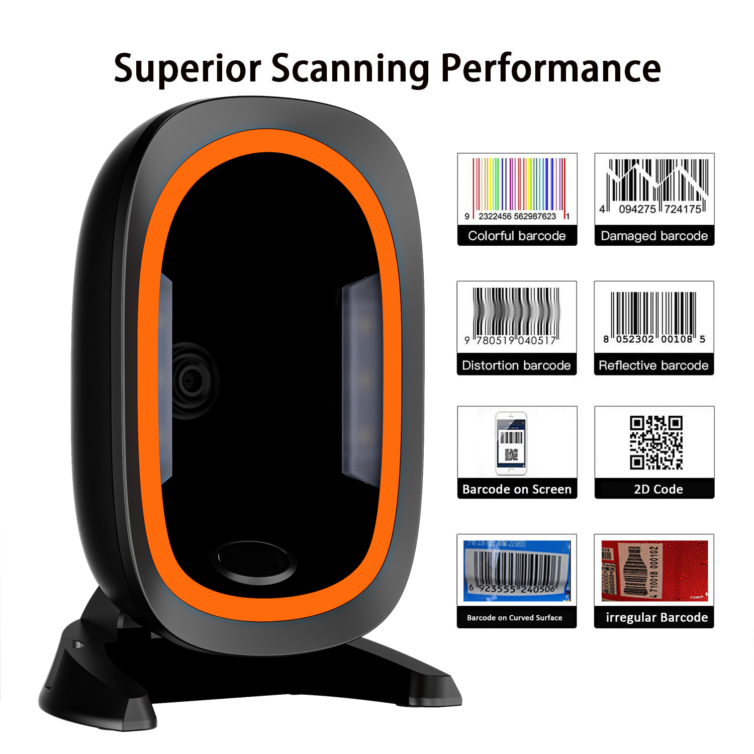 Desktop Barcodescanner 1D 2D QR Code Omnidirection... – Vicedeal
