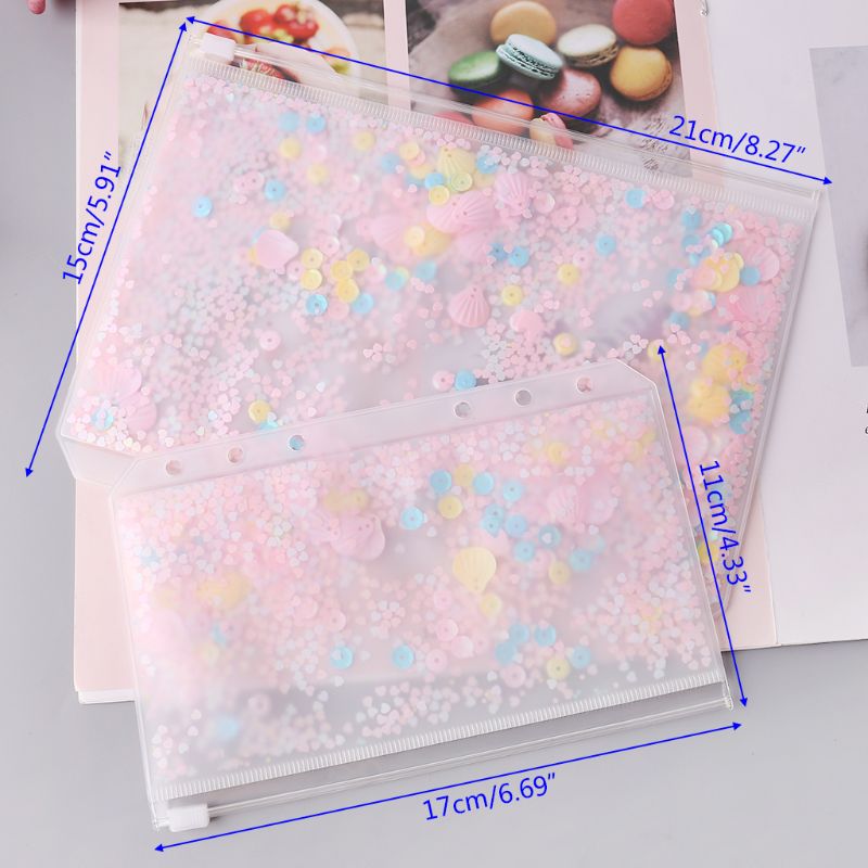 PVC Pink Sequins Storage Zipper Bag Case A5 A6 Div... – Grandado