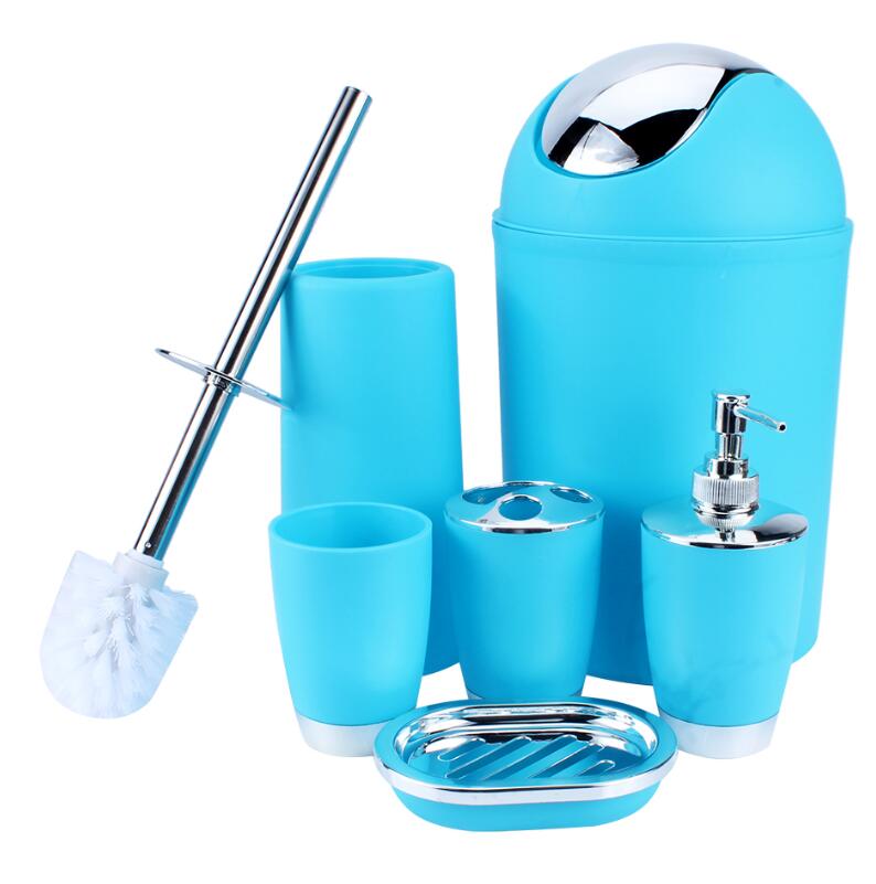 Blue toilet brush and bin store