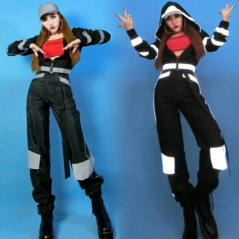 Hip Hop Costumes Adults Reflective Jacket Pants Ja... – Grandado