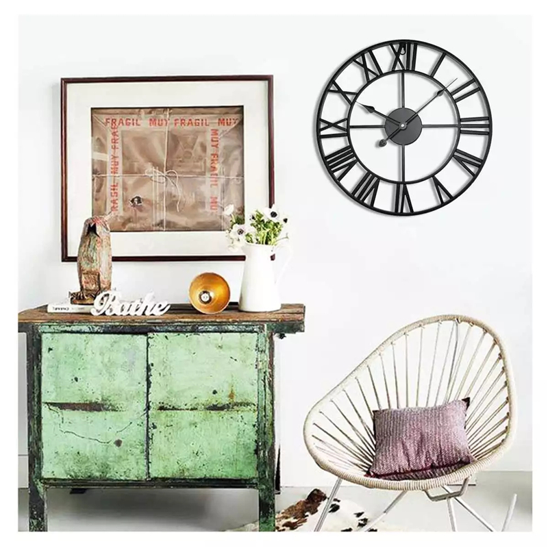 40/47/60/80cm 3D Vintage Wall Clock Iron Art Hollo... – Grandado
