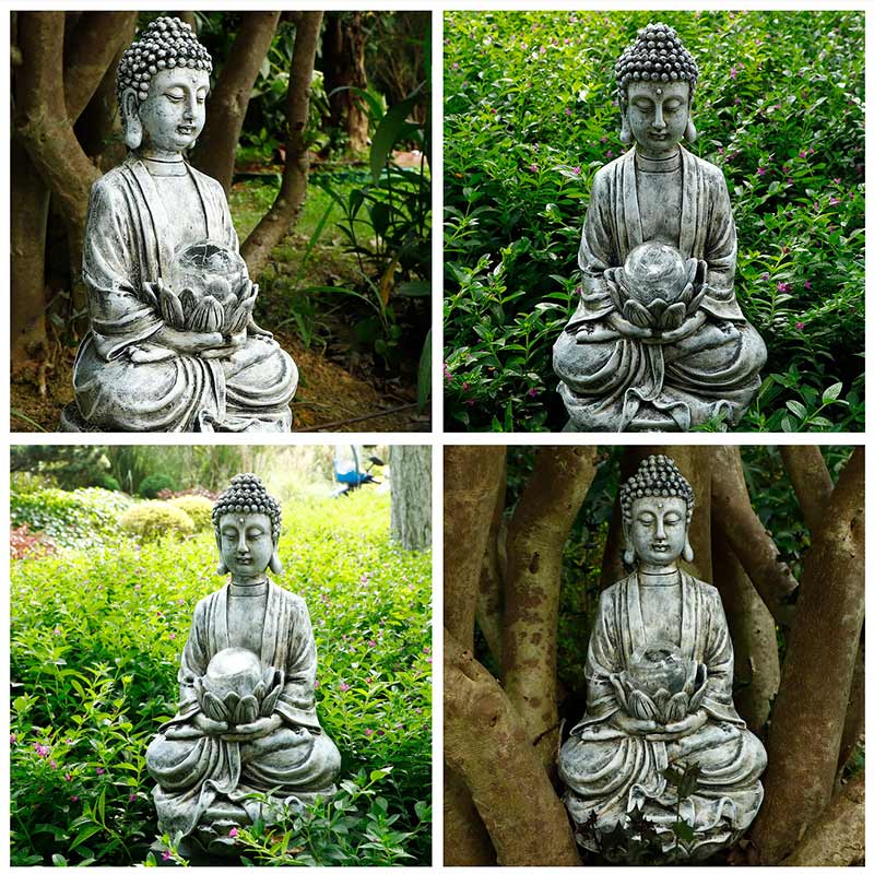 Solar Crystal Ball Lamp Boeddha Sculptuur Boeddhis... – Vicedeal