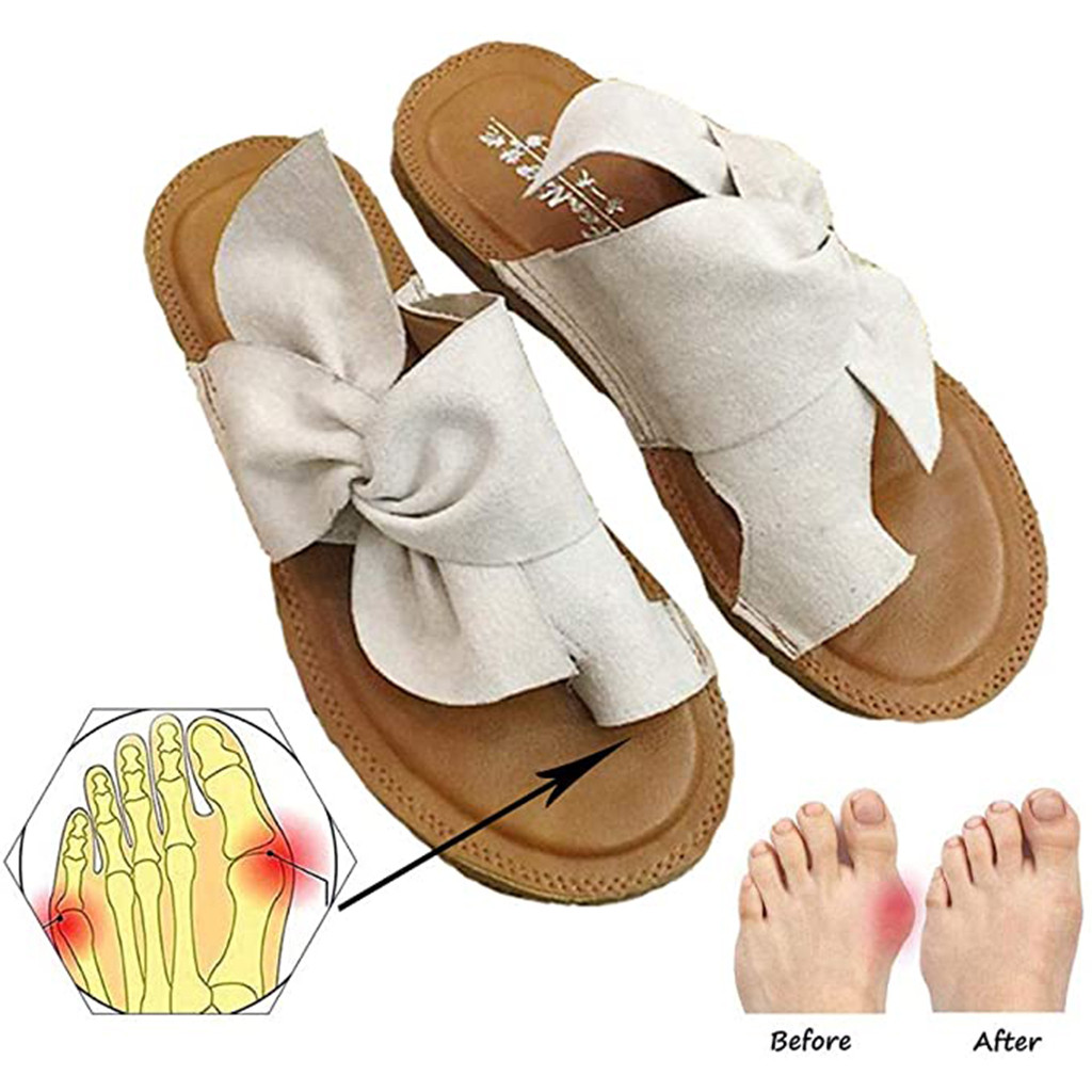 Women's Ladies Casual Bowknot Toe Ring Sandals Fla... – Grandado