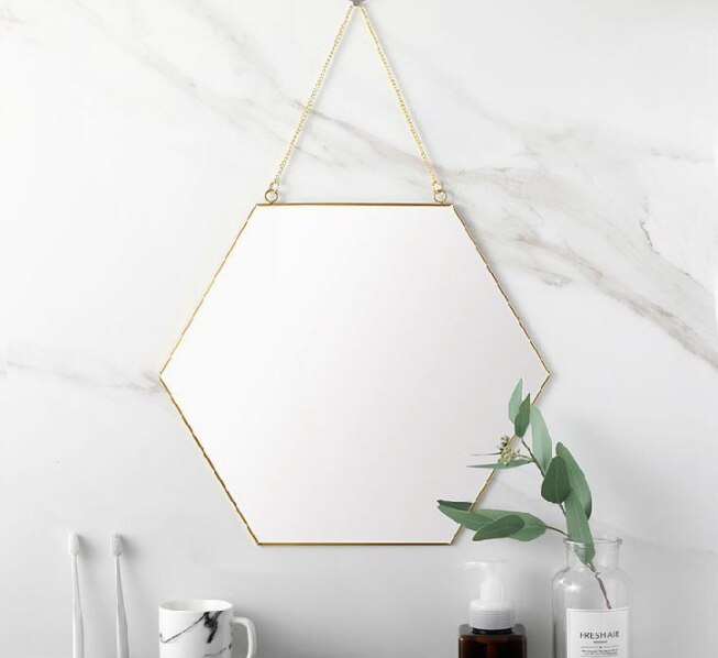 Nordic Minimalist Geometric Makeup Mirror Gold Bra... – Vicedeal