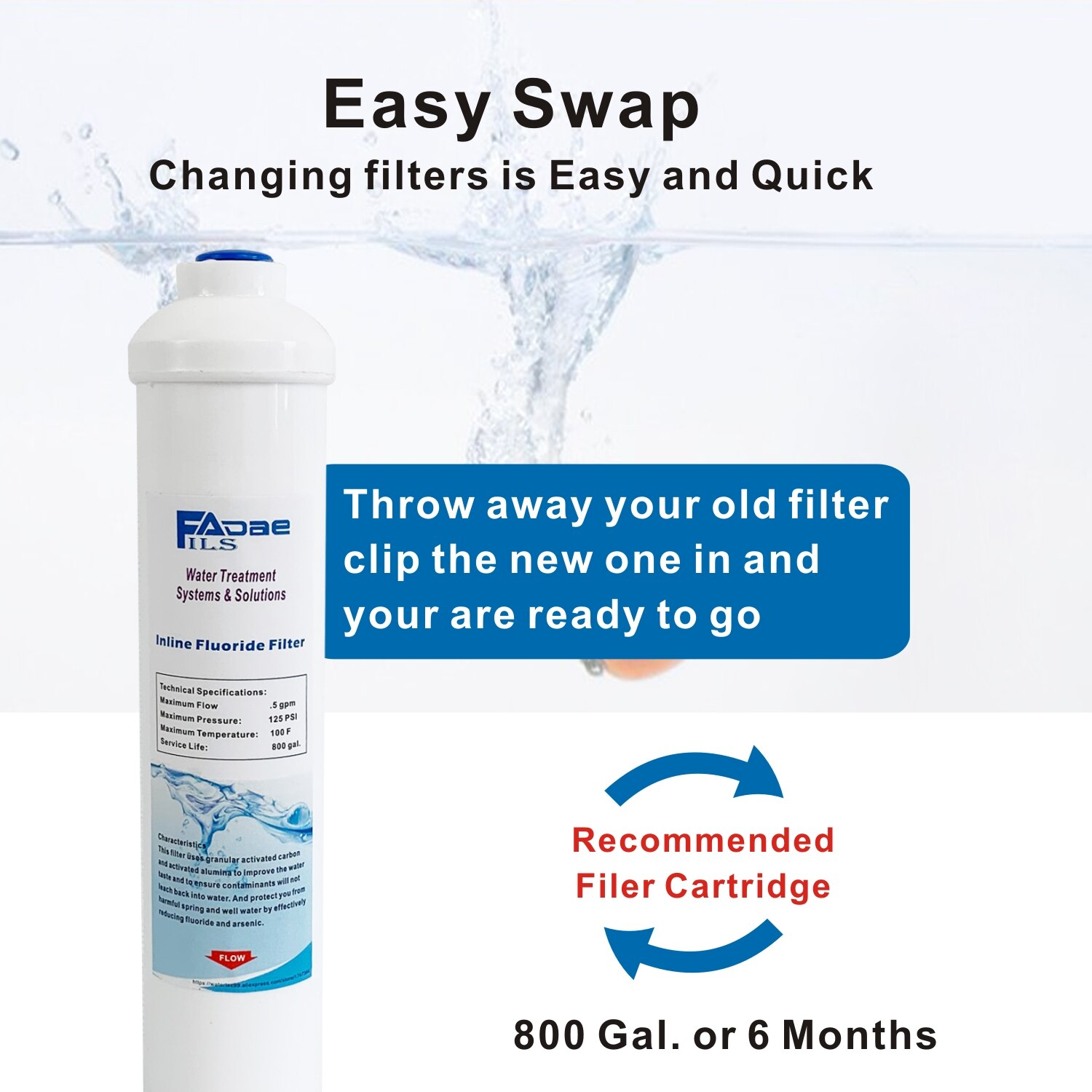 10" Inline Fluoride Water Filter For RO, Ice Maker... – Grandado