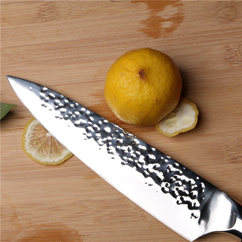 BAMAZUO kitchen chef knife hammer pattern 7CR17 bl... – Grandado