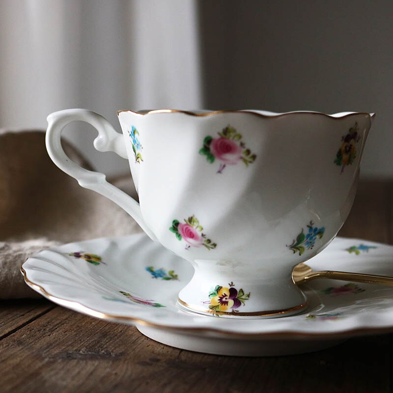 Golden Edge Small Floral Retro Spiral Rose Coffee ... – Grandado