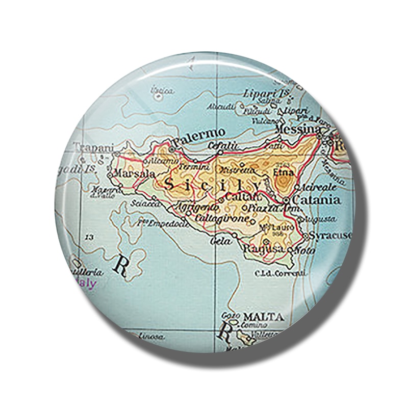 Sicily Map 30MM Fridge Magnet Palermo The Republic... – Grandado