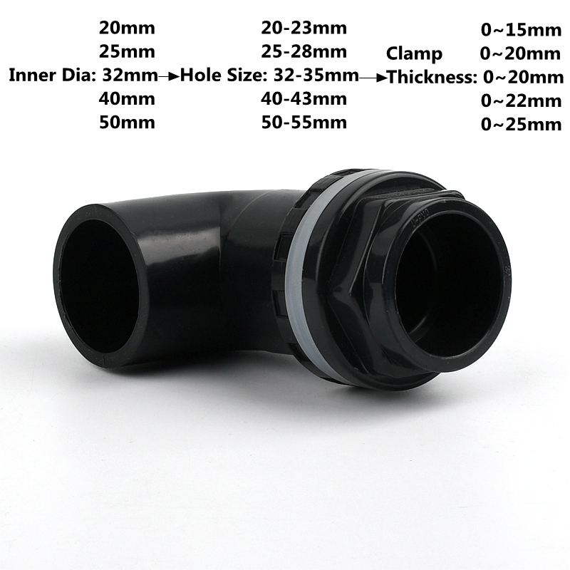 20 25 32 40 50mm Black PVC 90° Elbow Drainage Conn... – Grandado