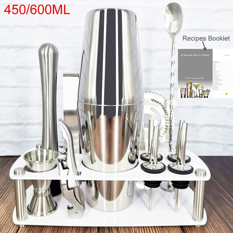 750 600ml Stainless Steel Cocktail Shaker Set 1-12... – Grandado