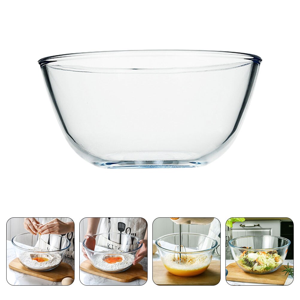 1Pc Transparent Glass Bowl Kitchen Salad Bowl Food... – Vicedeal