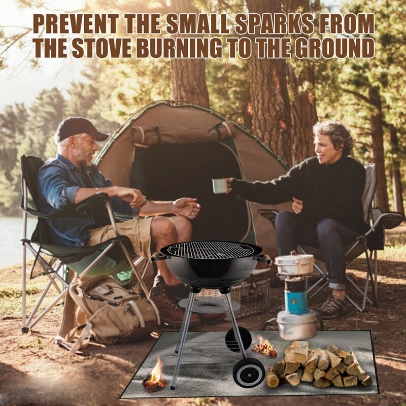 Silver Fireproof Mat Outdoor Lawn Patio BBQ Picnic... – Grandado