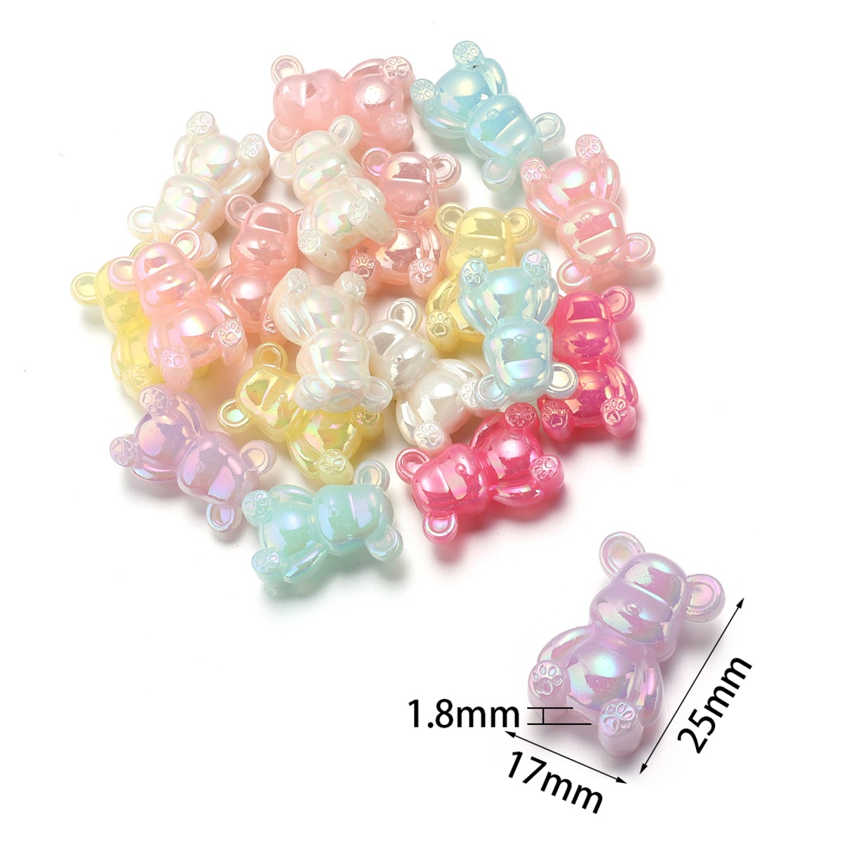 10-50pcs Color Bear Acrylic Beads Transparent Cute... – Grandado
