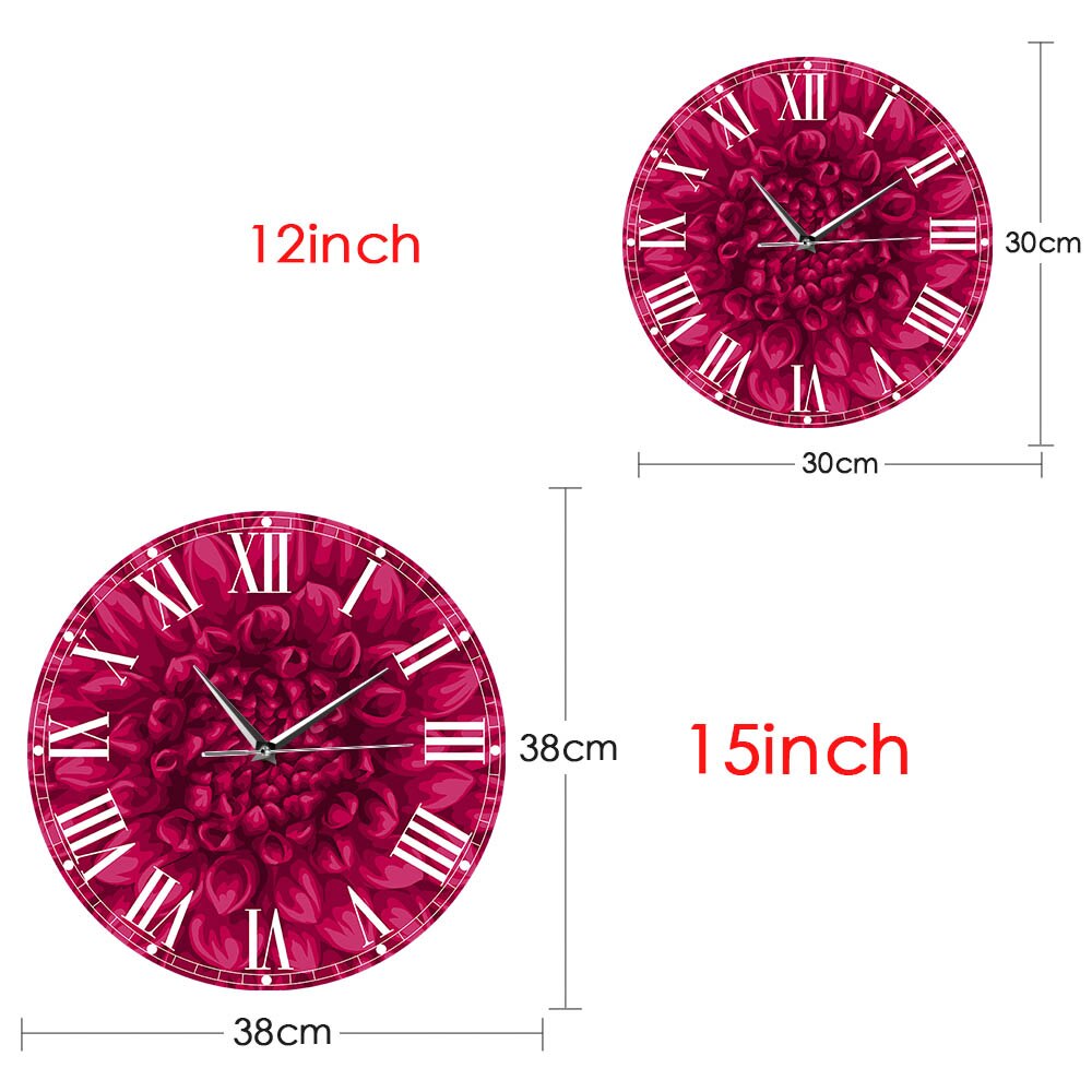 Beautiful Pink Dahlia Large Round Clock Wall Watch... – Grandado