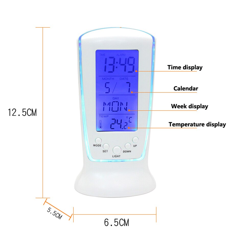 Digitale Schreibtisch Uhr mit 7 Musik Alarm LED-hintergrundbeleuchtung Kalender Tischuhren ...