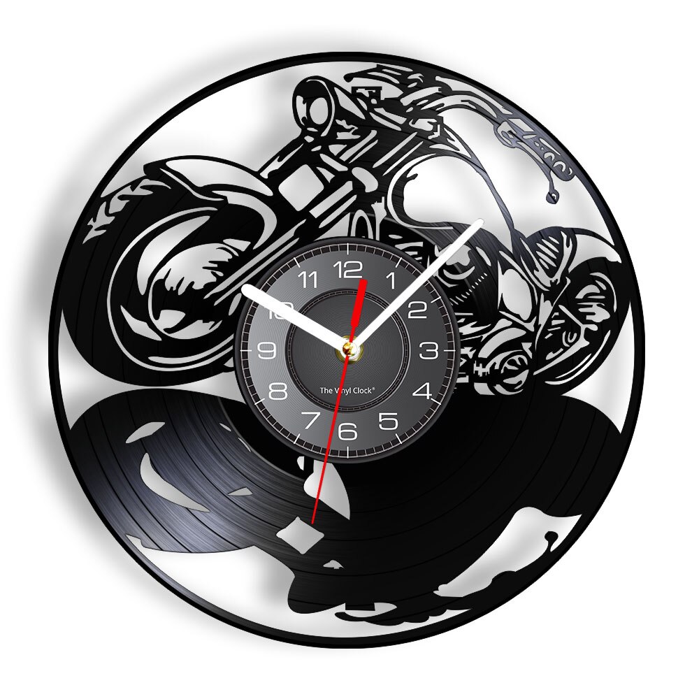 Motorcycle Vinyl Record Wall Clock Motorbike Garag... – Vicedeal