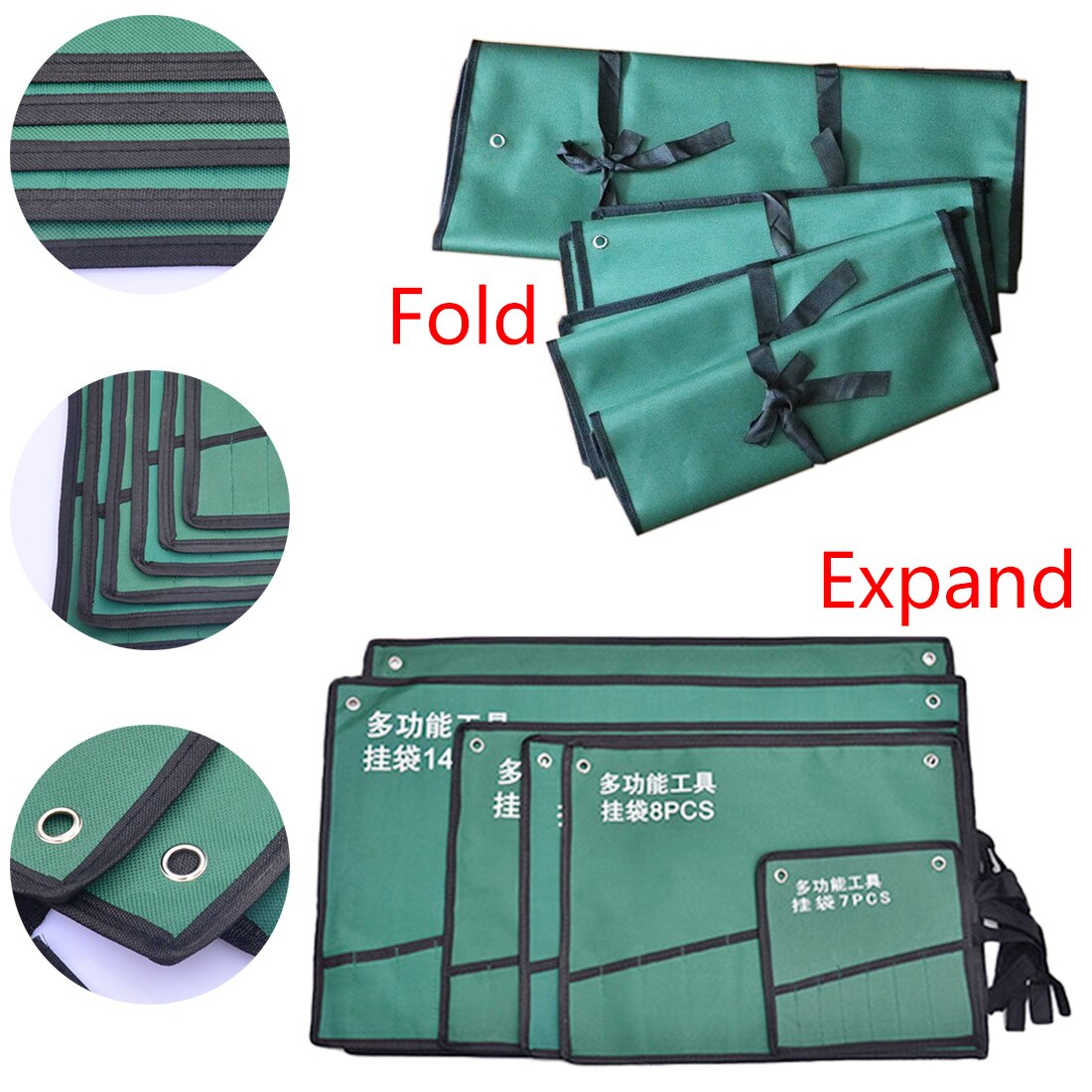 Pockets Canvas Spanner Wrench Tool Roll Up Storage... – Grandado