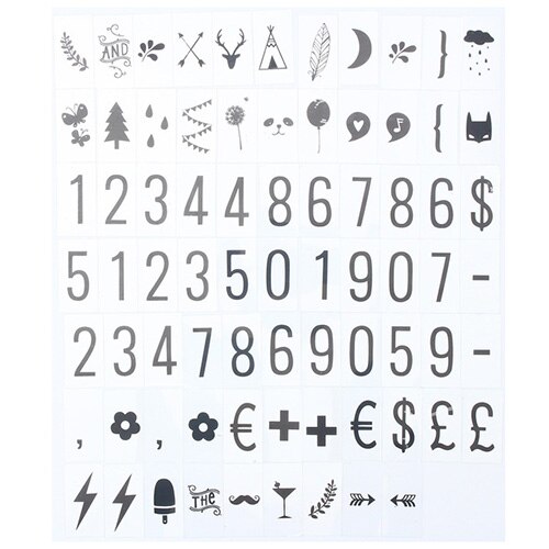 75 kpl korvaavia kirjaimia ja numeroita symbolit m... – Grandado