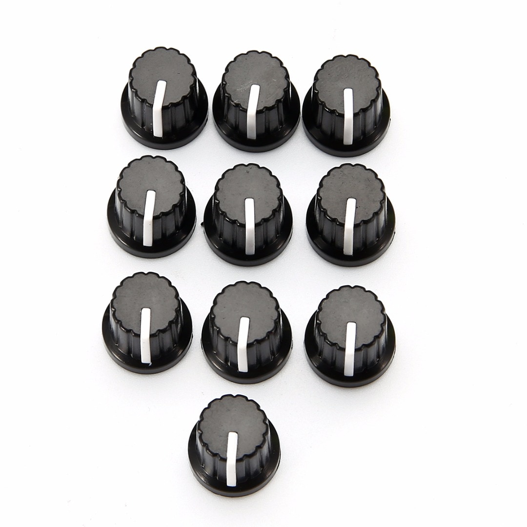 10pcs Black Potentiometer Knob Caps Plastic For 6mm Shaft Hole Plastic ...