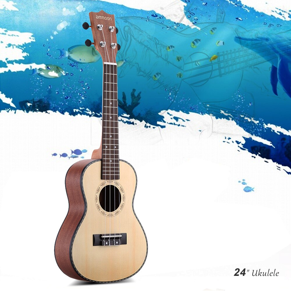 ammoon 24" Ukelele Spruce Sapele Ukulele Rosewood ... – Grandado