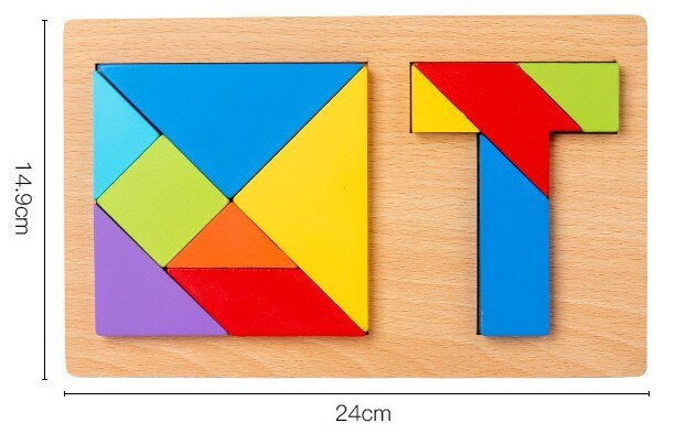 Wooden 2-in-1 Shape Tangram Puzzle Board Geometry ... – Grandado