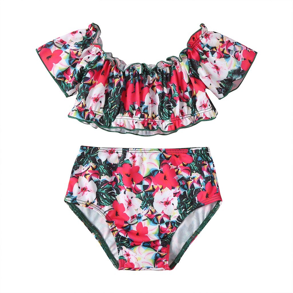 Vintage Floral Swimsuit Baby Girls Summer Short Sl... – Grandado