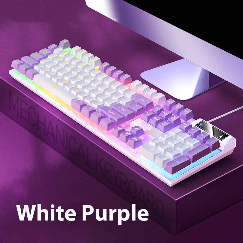 K500 Keyboard Mixed Color White Pink Keycaps 104 K... – Grandado