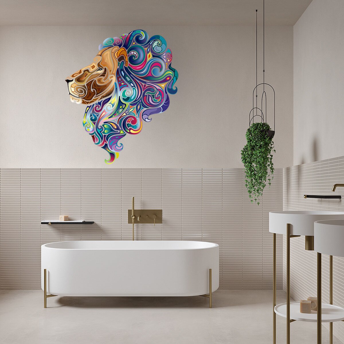 Colored Mosaic Lion Wall Stickers for Living Room ... – Grandado
