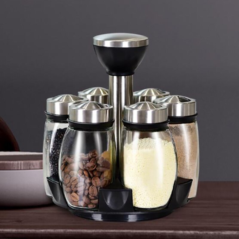 Kjøkken krydderhylle glass roterende krydder krukk... – Grandado