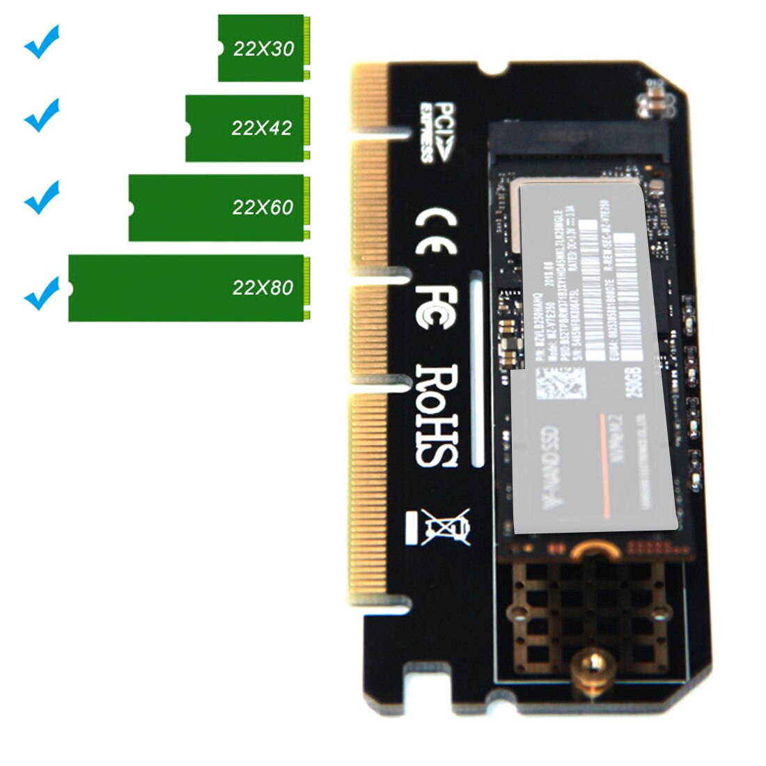 M.2 SSD TO PCIE 3.0 X16 Adapter with LED M Key Int... – Grandado