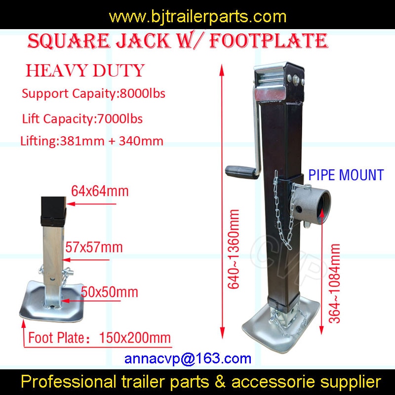 SQUARE PIPE MOUNT JACK WITH FOOTPLATE HEAVY DUTY U... – Vicedeal