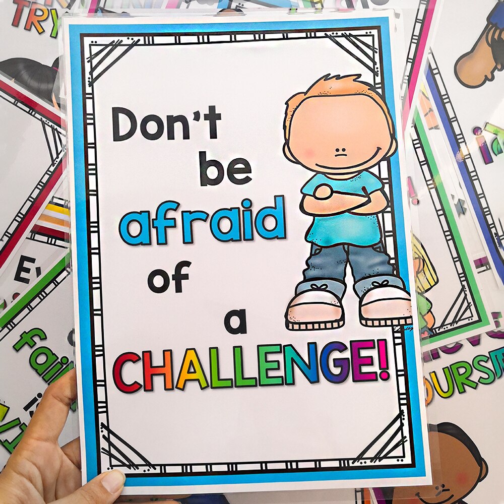 12Pcs/Set English A4 Plastic Big Card Growth Minds... – Vicedeal