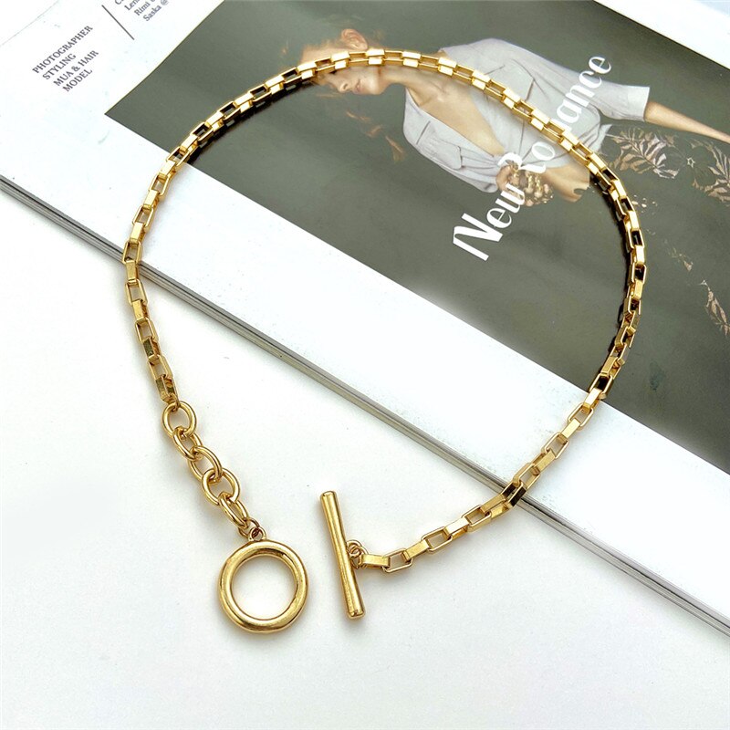 17KM Korean Asymmetric Gold Mixed Linked Chain Cho... – Grandado