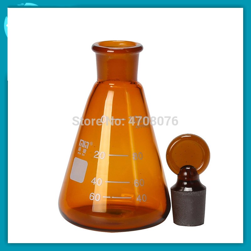 Brown glass graduated conical flask with stopper B... – Grandado