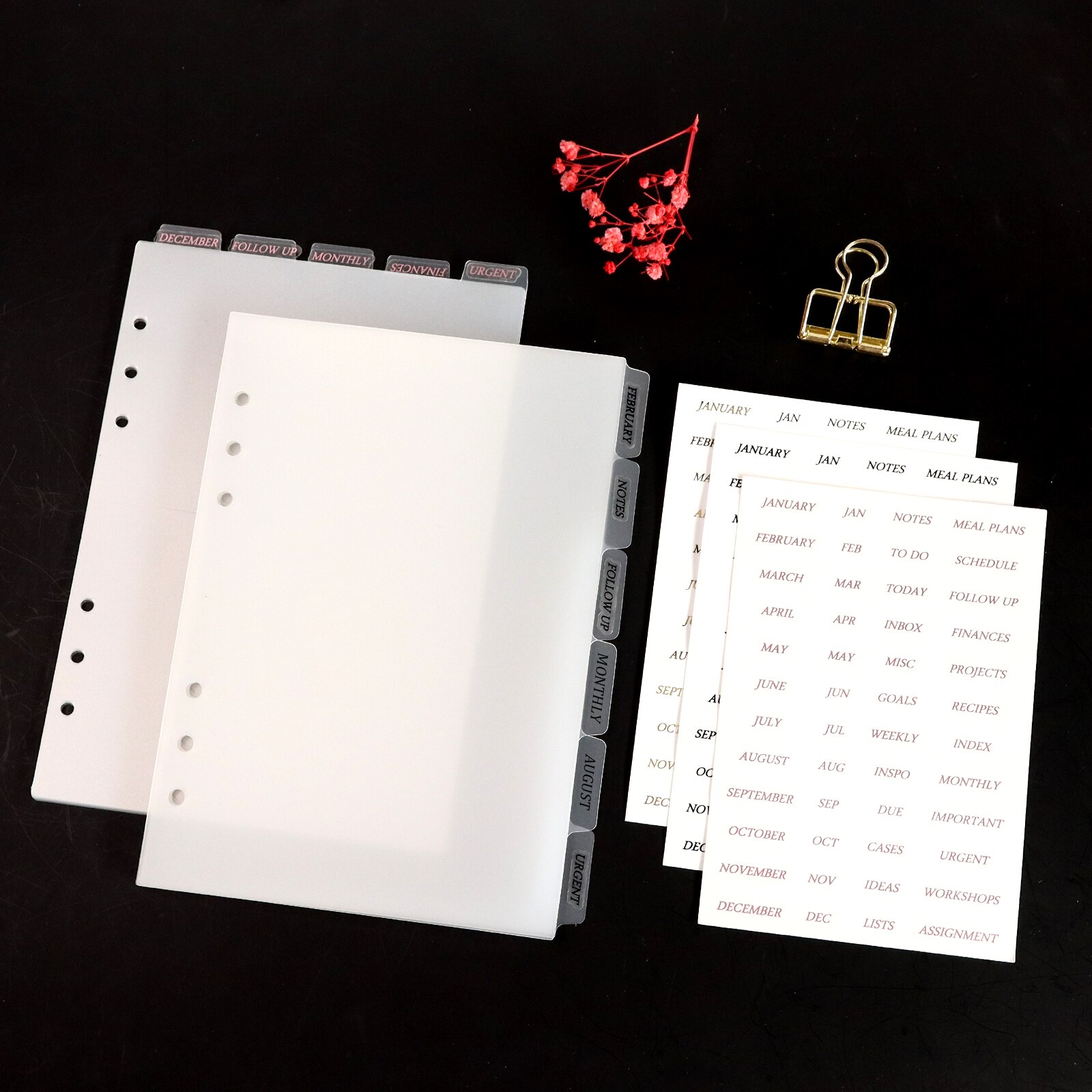 Frosted Top Tab A5 Binder Index Dividers 6 Ring Tr... – Grandado