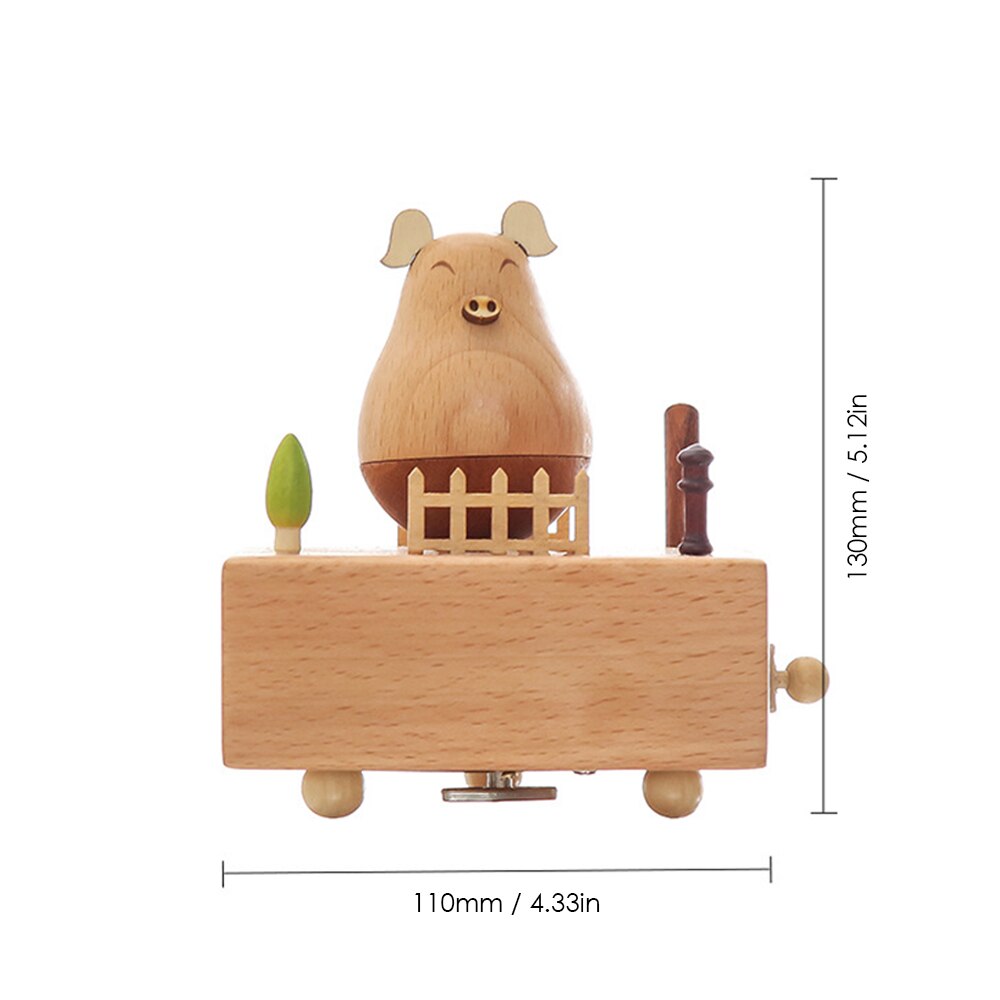 Boîte à musique en bois de hêtre, jouet cochon gob... – Grandado Boîte à musique en bois de hêtre, jouet cochon gob... – Grandado