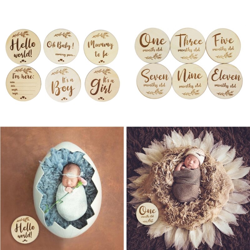 Baby Monthly Wooden Cards Newborn Shower Sets Mile... – Grandado