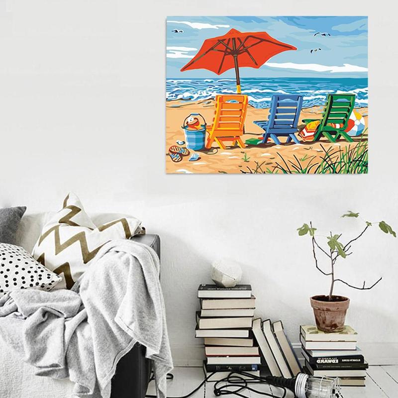 1 Set DIY Painting No Frame Colorful Beach Scenery... – Vicedeal
