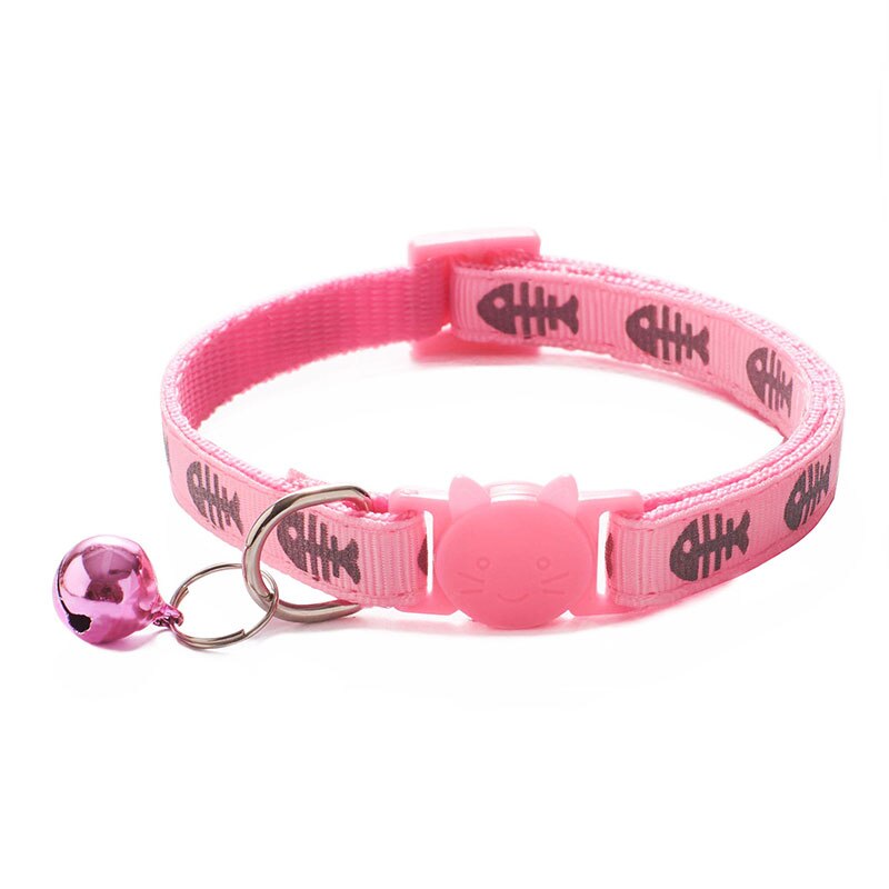 Adjustable Cat Collar Cute Fishbone Print Breakawa... – Grandado