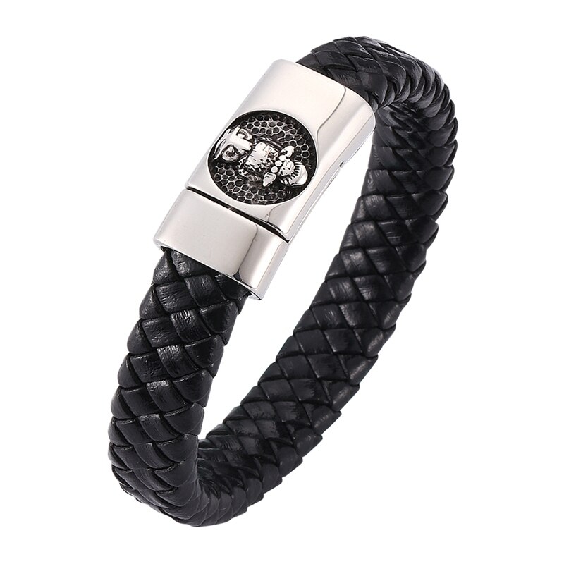 FORTAFY Jewelry Men Braided Leather Bracelet Owl P... – Grandado