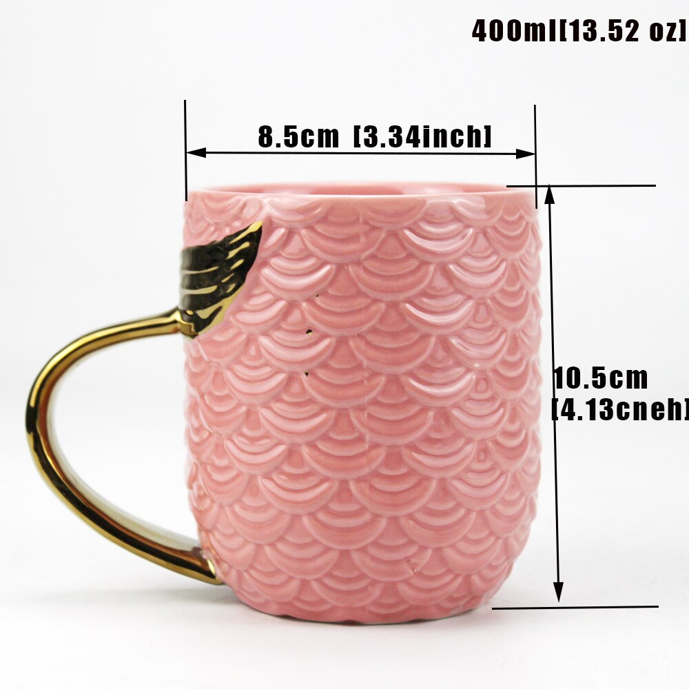 400ml Mermaid Mug Pearl Glaze Gold Handle Ceramic ... – Grandado