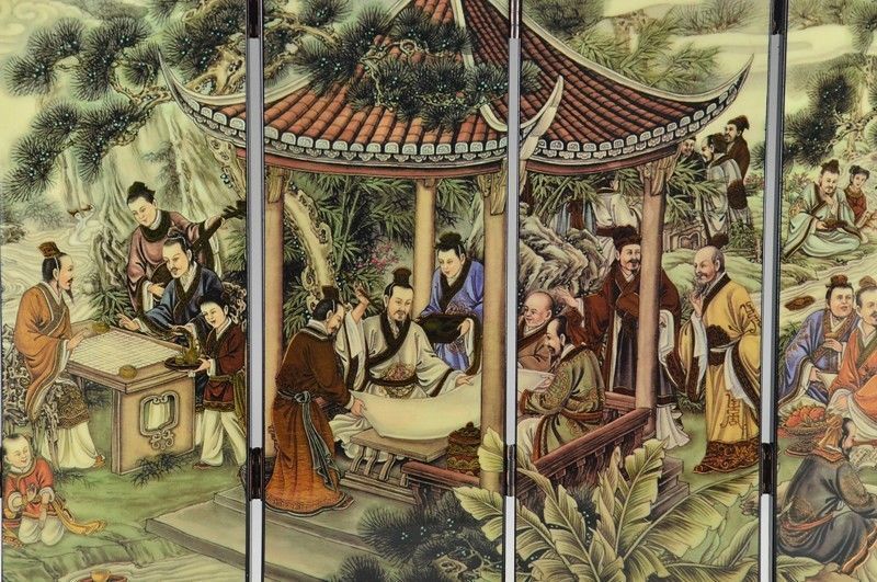 Asian Lacquer Ware Old Lanting Juxian Painting Han... – Grandado