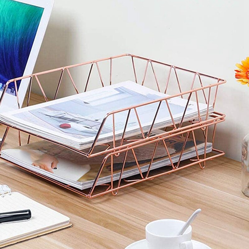 Desktop File Organizer Metal Stackable Letter Tray... – Grandado