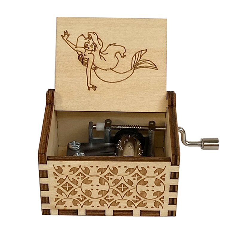 Style Wooden Carved Clockwork Music Box, Wooden Bo... – Grandado