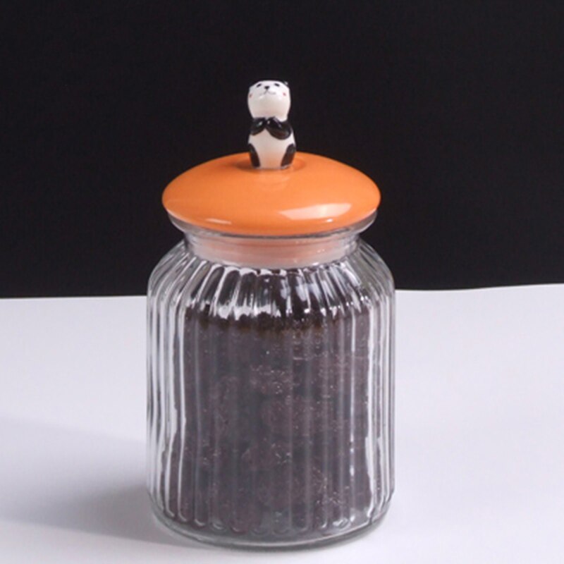 Transparent Glass Jar Ceramic Animal Cover Decorat... – Vicedeal