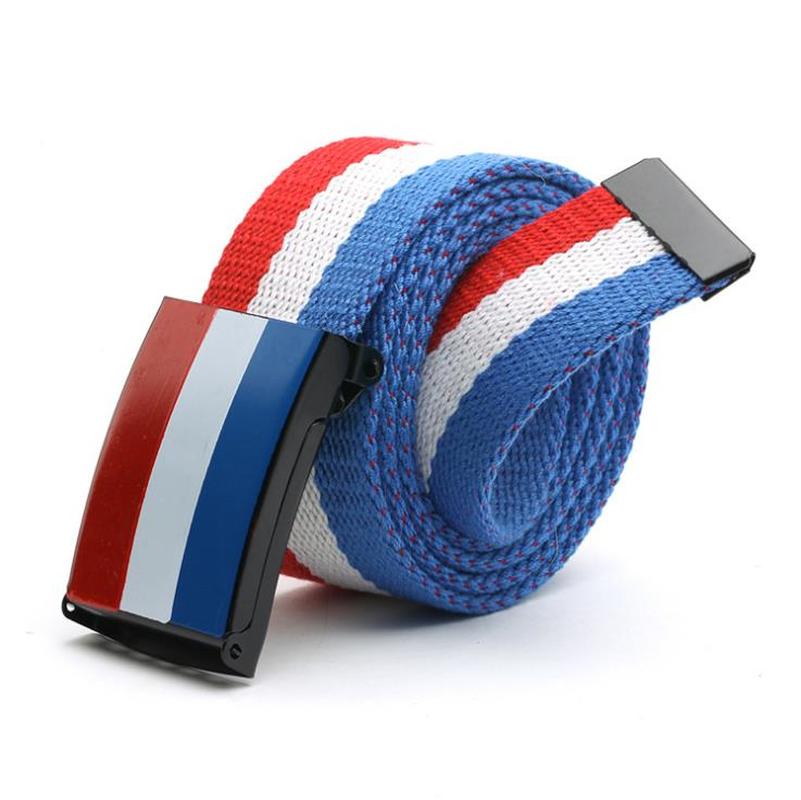 Black and White Striped Canvas Casual Belts for Me... – Grandado