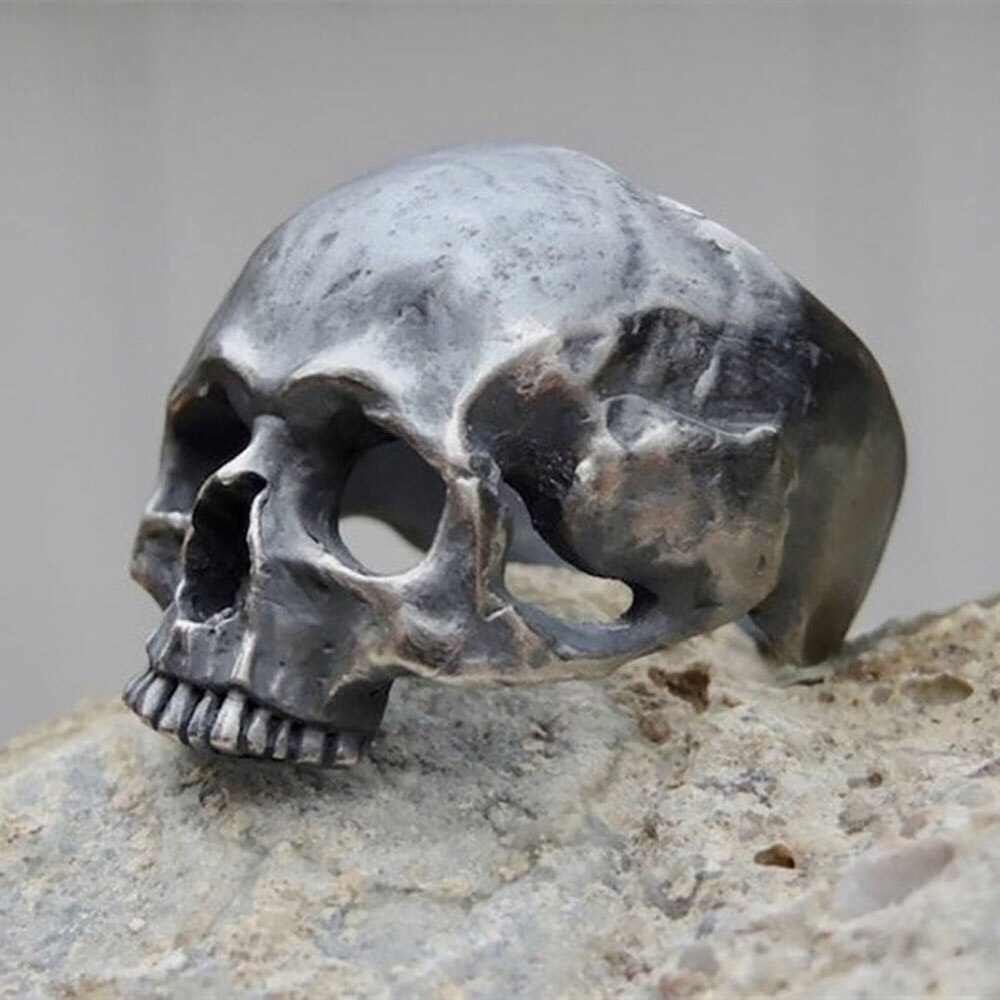 Antique Silver Color Skull Skeleton Rings For Man ... – Grandado