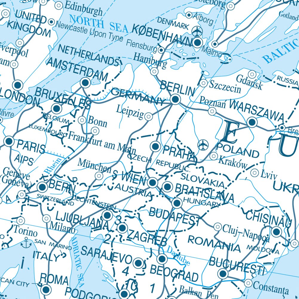 225*150cm The World Map with Details Non-woven Can... – Grandado