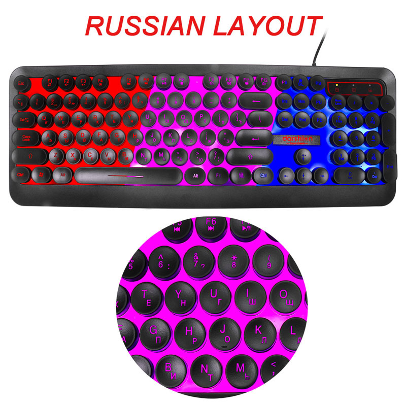 Backlit Russian Keyboard Retro Round Glowing Keyca... – Vicedeal
