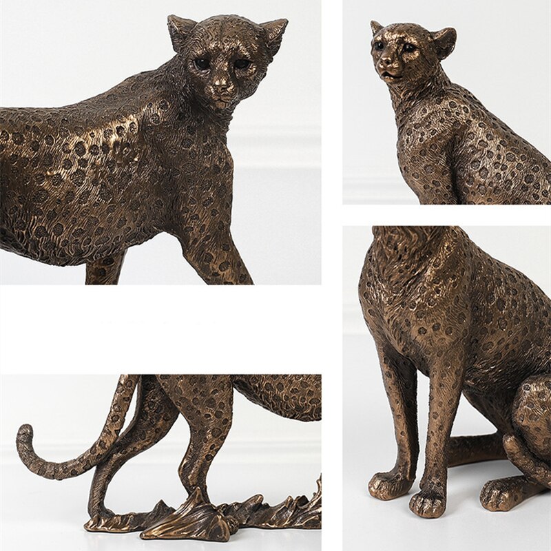 Leopard Resin Statue African Animal Model Sculptur... – Grandado